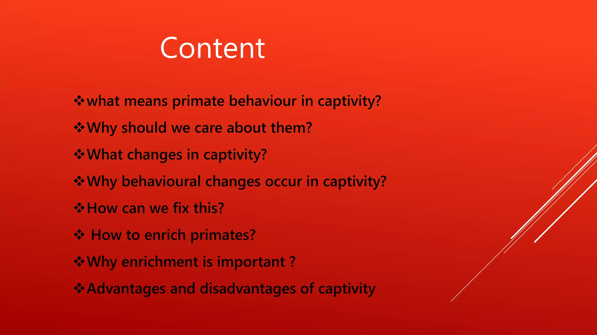 Primate behaviour in captivity | PPTX