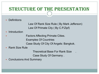 Primate city and Rank Size Rule | PPTX