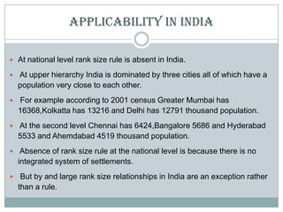 Rank Size Rule Example