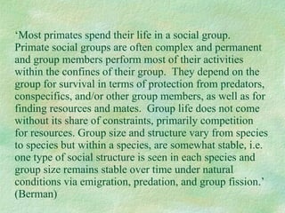 Primate social organization | PPT