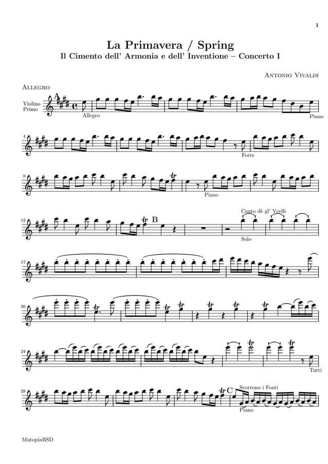 Primavera-Vivaldi-Violino/ Spring-Vivaldi-Violin | PDF