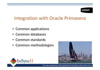 Primavera Integration - Greg Macpherson - Primavera Practice - Oakton ...