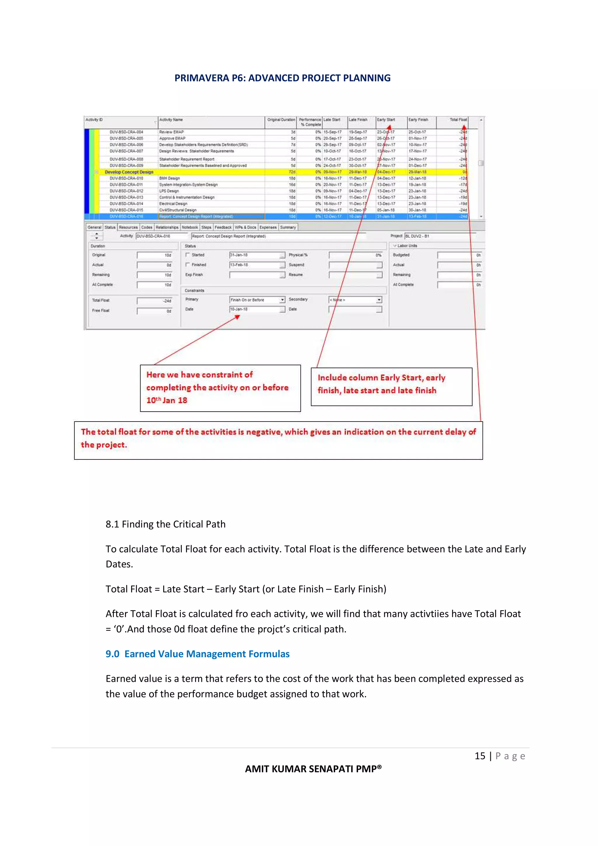 Primavera p6 advanced project planning | PDF