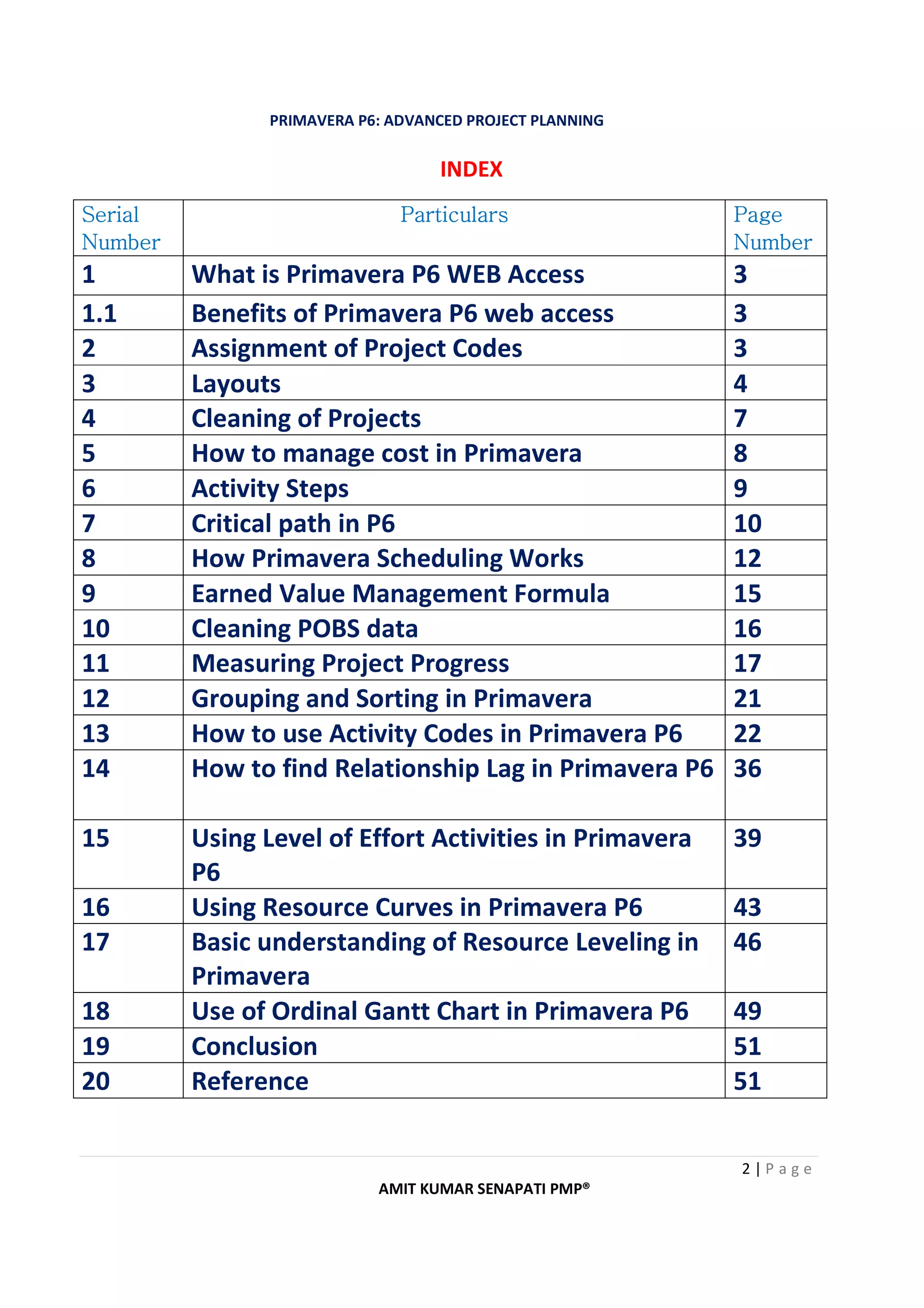 Primavera p6 advanced project planning | PDF