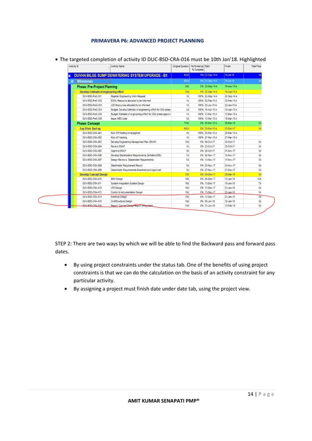 Primavera p6 advanced project planning | PDF