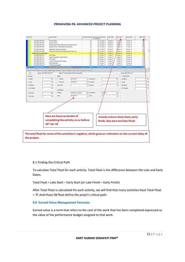 Primavera p6 advanced project planning | PDF