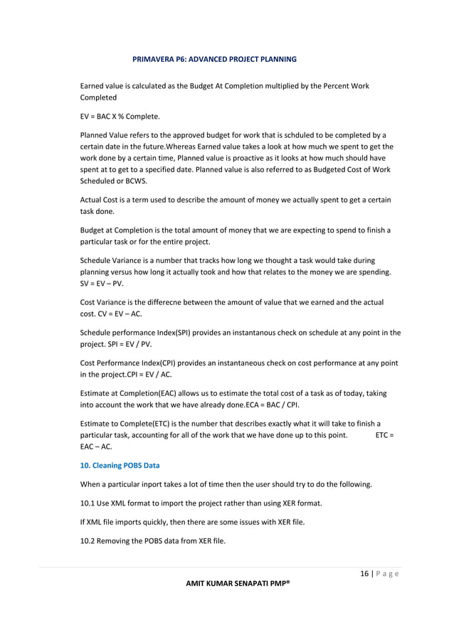 Primavera p6 advanced project planning | PDF