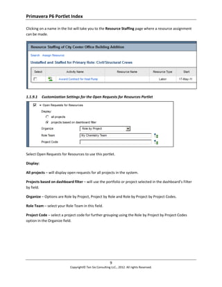 Primavera P6 EPPM Portlets Index | PDF