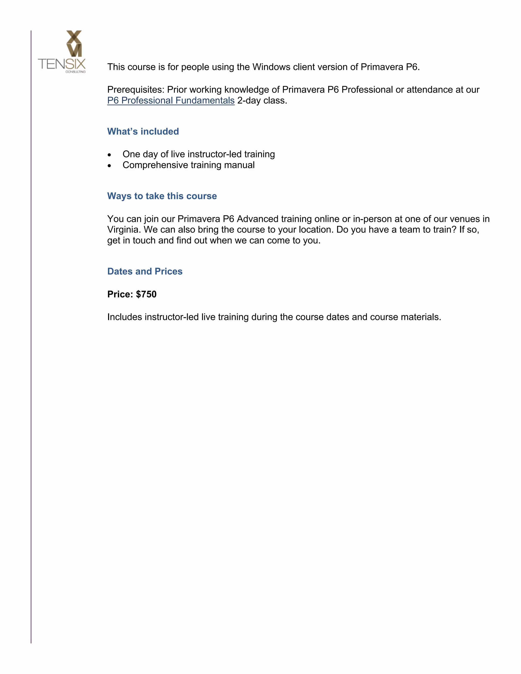 Primavera P6 Professional Advanced Training | PDF
