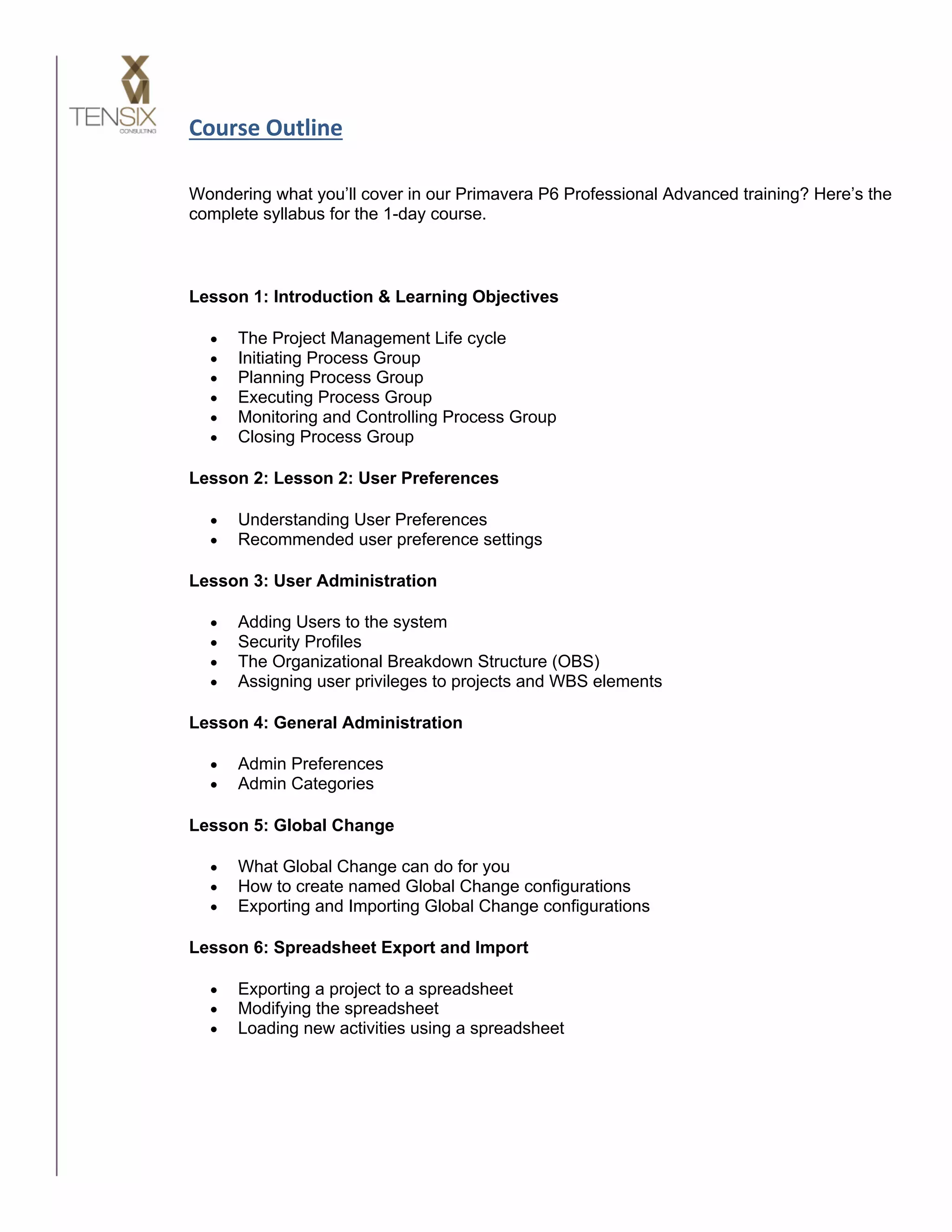 Primavera P6 Professional Advanced Training | PDF