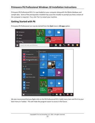 Primavera P6 Professional Windows 10 Installation Instructions | PDF