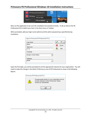 Primavera P6 Professional Windows 10 Installation Instructions | PDF