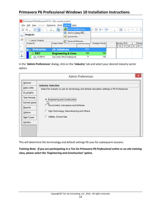 Primavera P6 Professional Windows 10 Installation Instructions | PDF