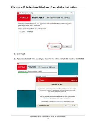 Primavera P6 Professional Windows 10 Installation Instructions | PDF