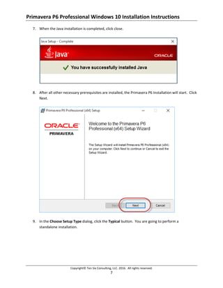 Primavera P6 Professional Windows 10 Installation Instructions | PDF