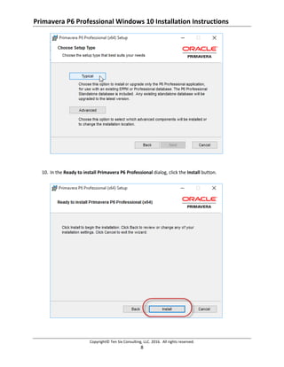 Primavera P6 Professional Windows 10 Installation Instructions | PDF