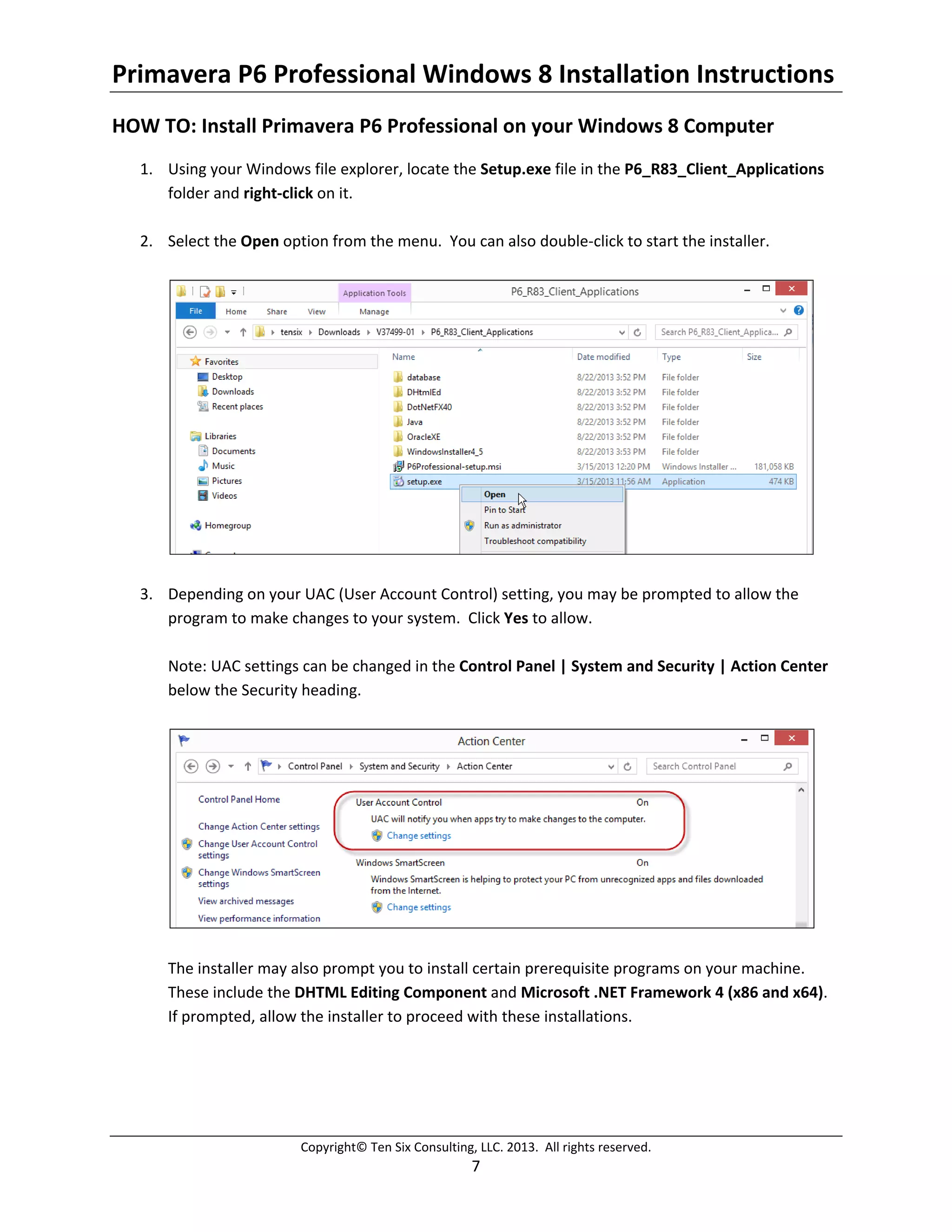 Primavera p6 professional windows 8 installation instructions | PDF