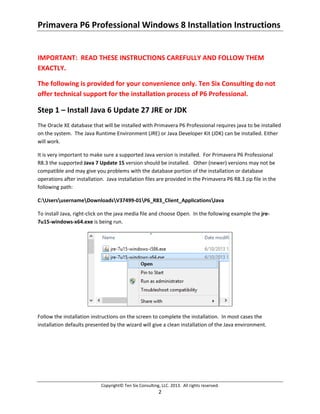 Primavera p6 professional windows 8 installation instructions | PDF
