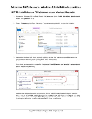 Primavera p6 professional windows 8 installation instructions | PDF