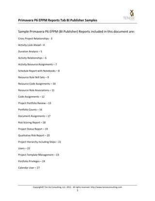 Primavera P6 Reports Tab Samples | PDF