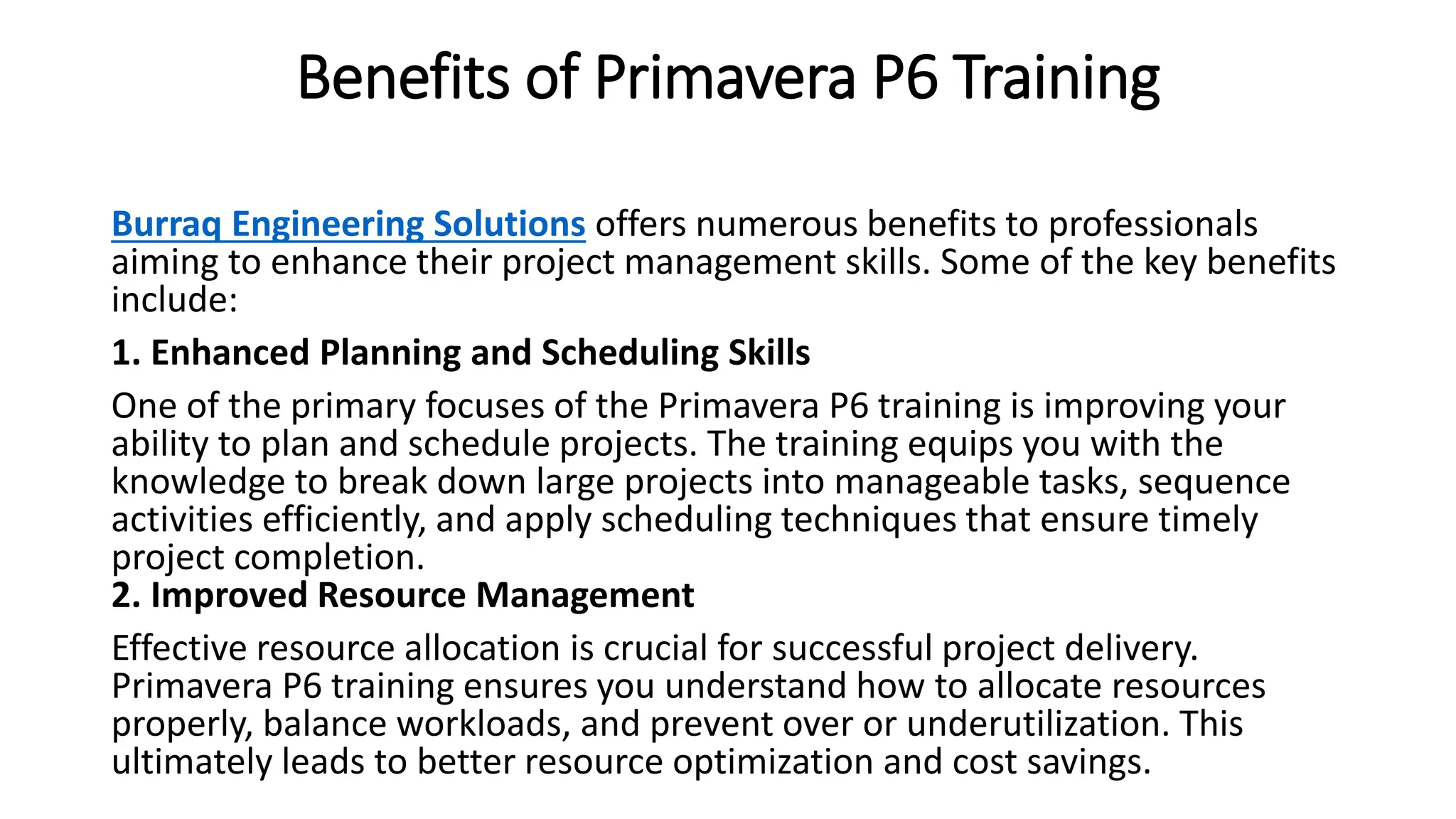 Primavera P6 Training Course-BES in lahore | PPT