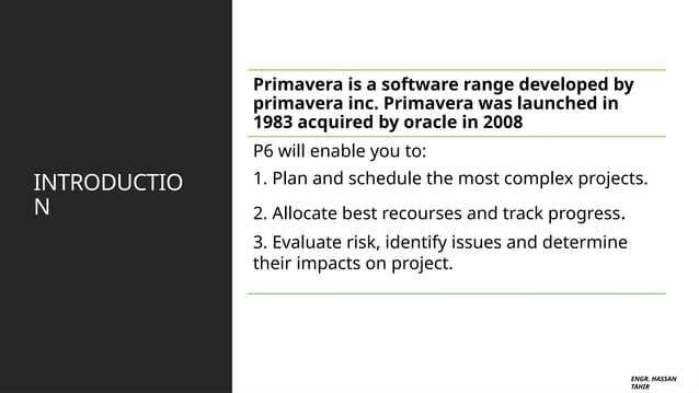 PRIMAVERA P6 TRAINING Engr. Hassan Tahir.pptx