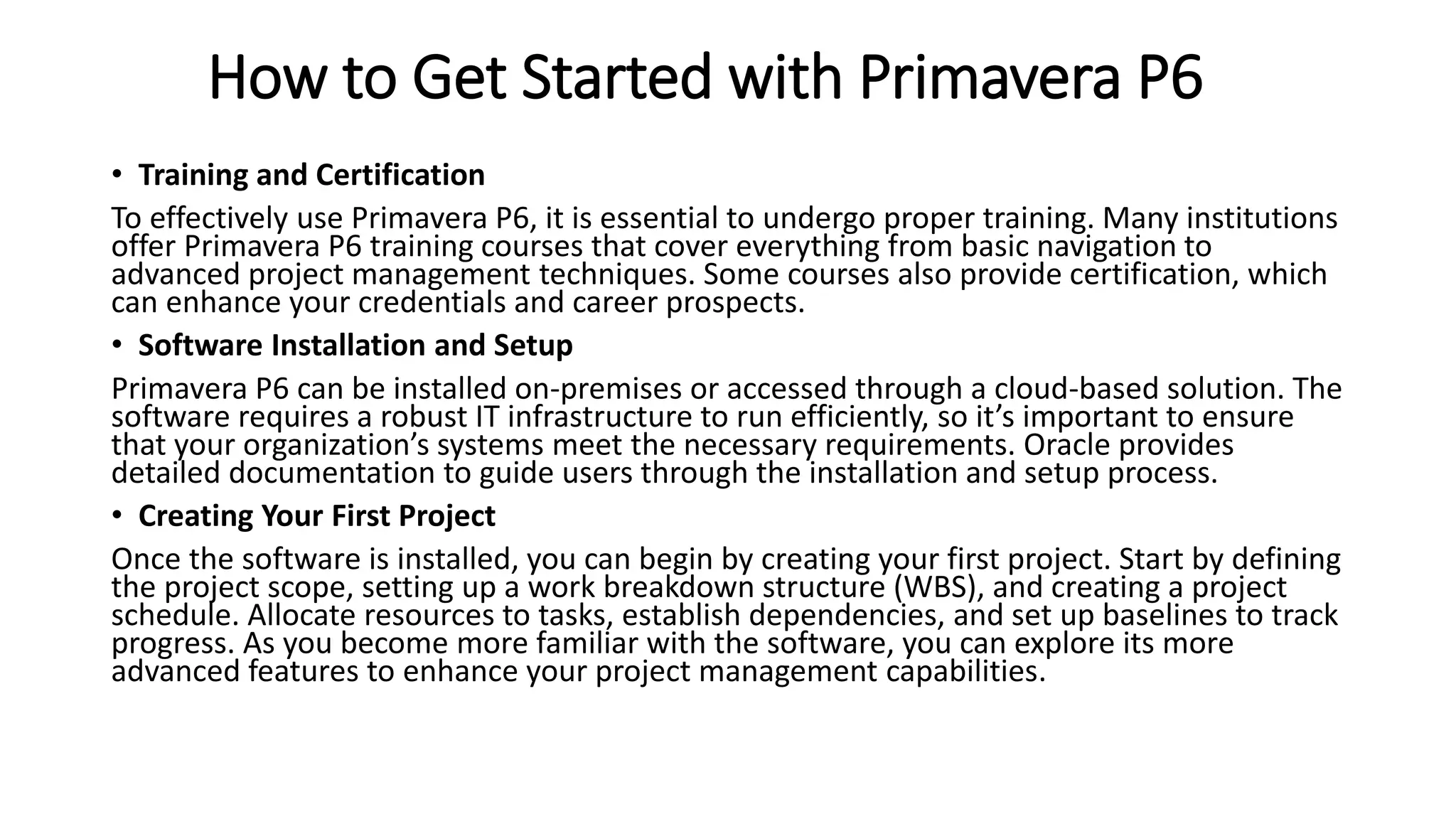 Primavera P6 Training Course in Lahore-Burraq | PPT