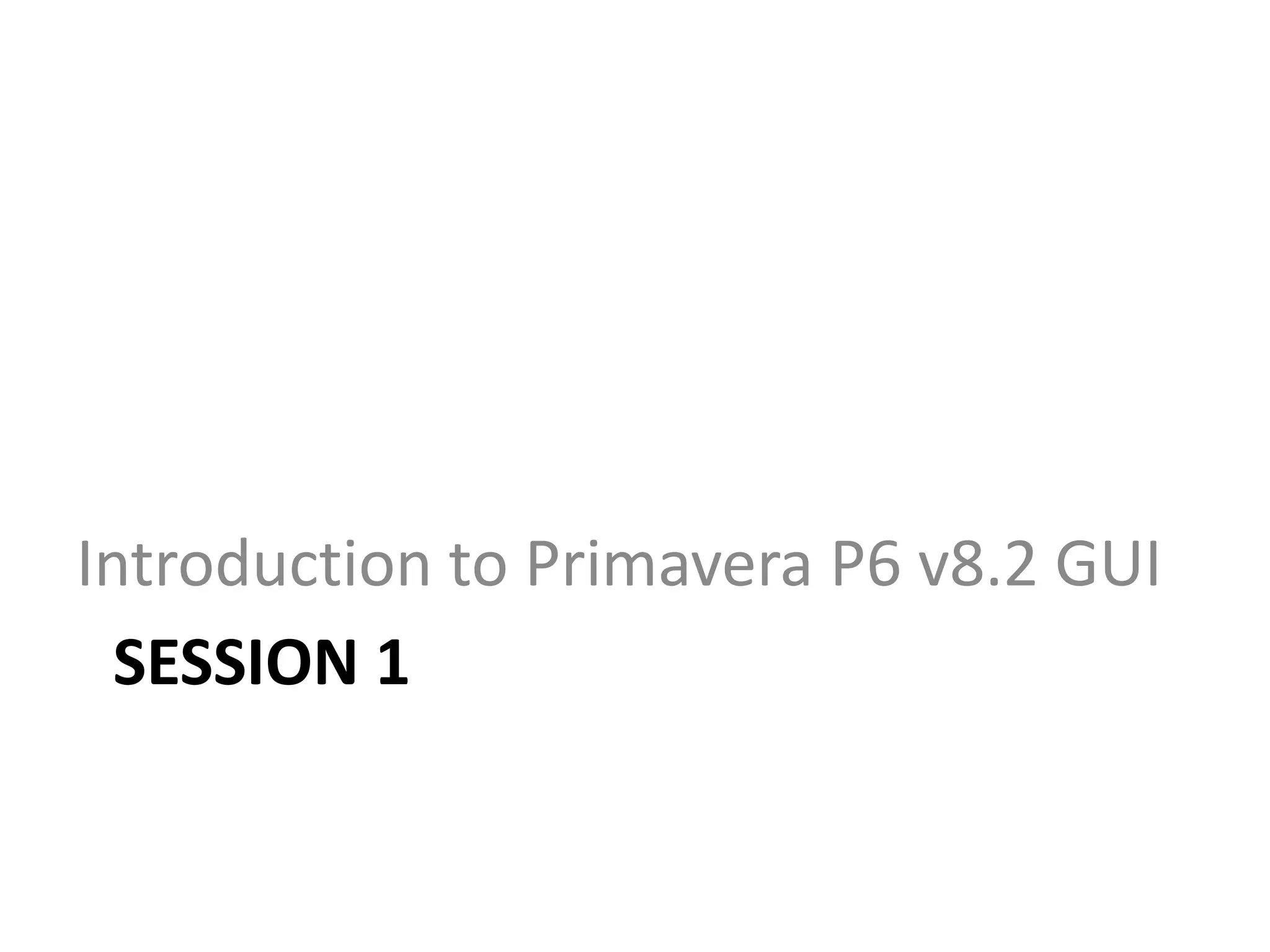 Primavera p6 v8.2 session 1 | PPTX