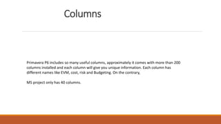 Primavera p6 vs ms | PPTX