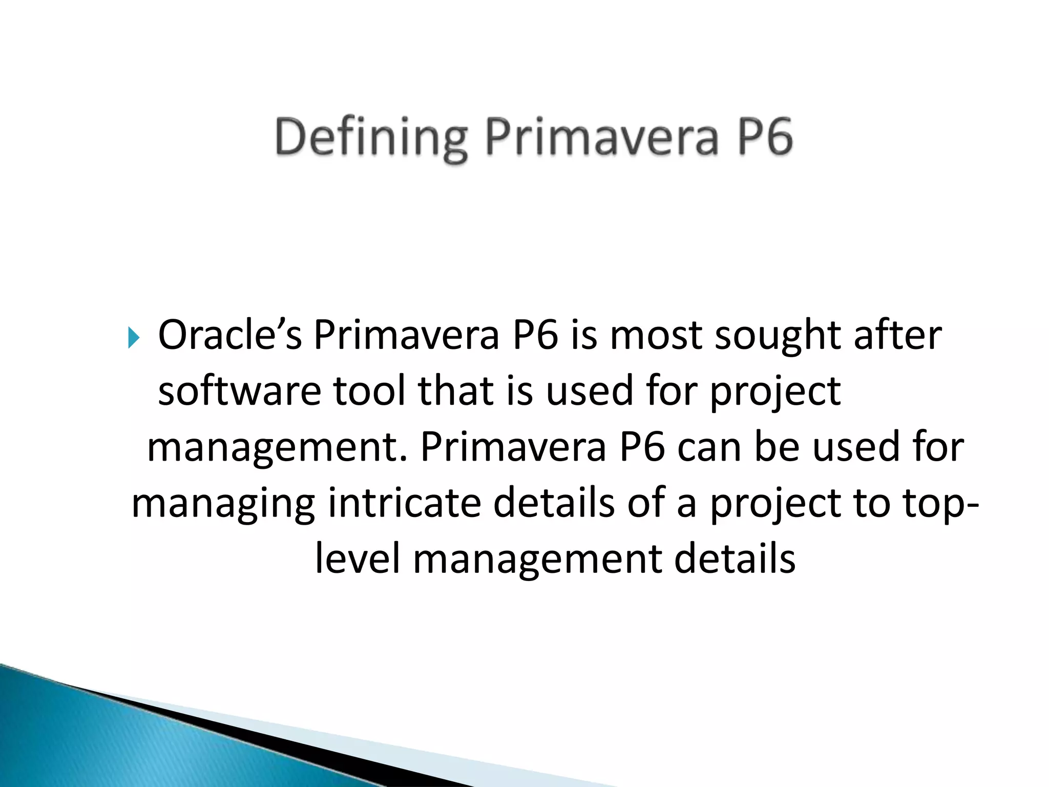 Introduction To Primavera (P6) | PPTX