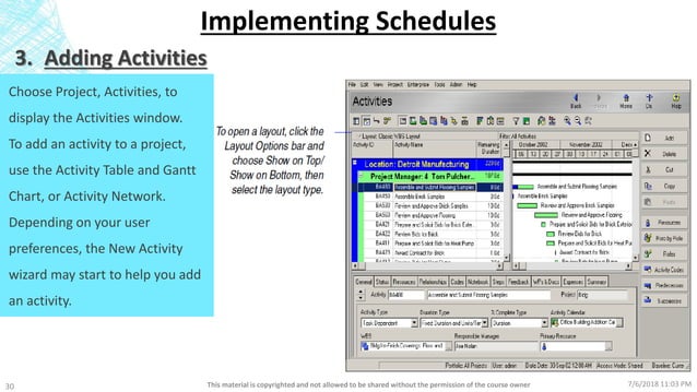 Primavera Project Management P6 Course session 4 | PPT
