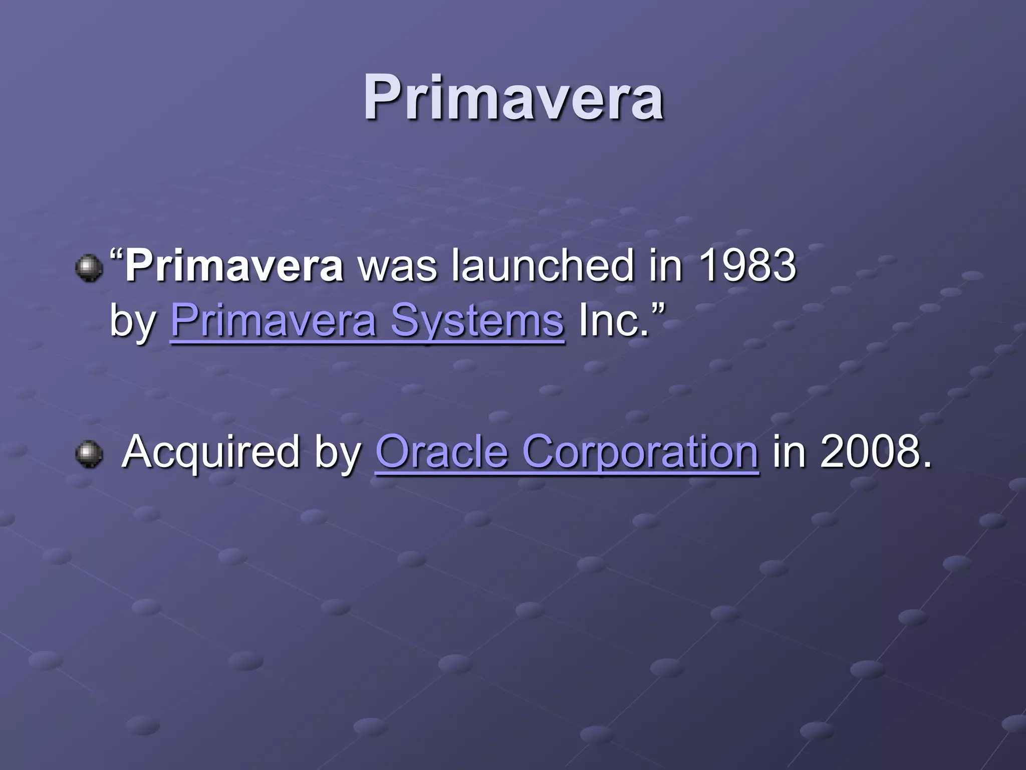 Primavera software | PPTX