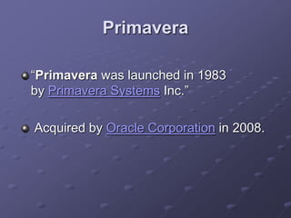 Primavera software | PPTX