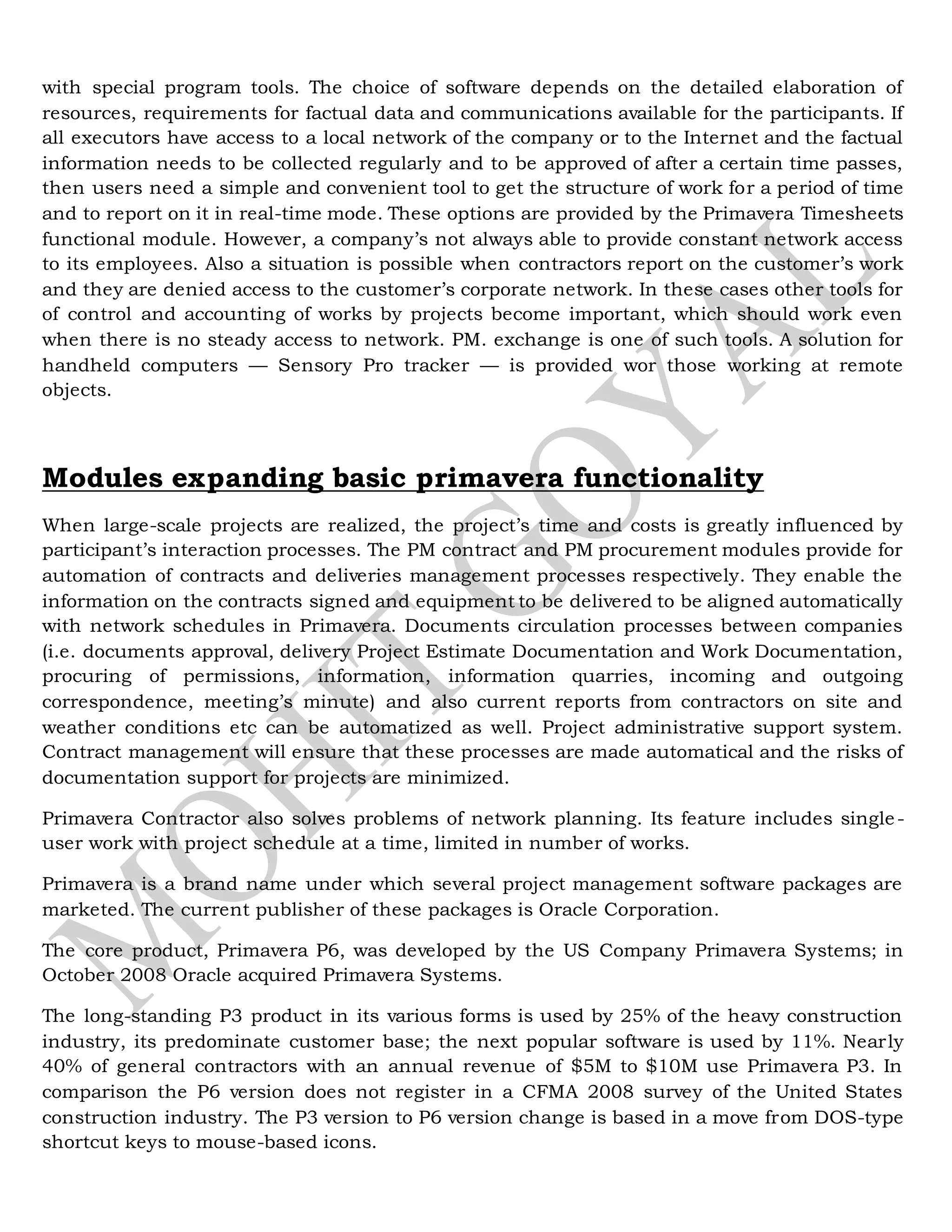 Primavera software | PDF