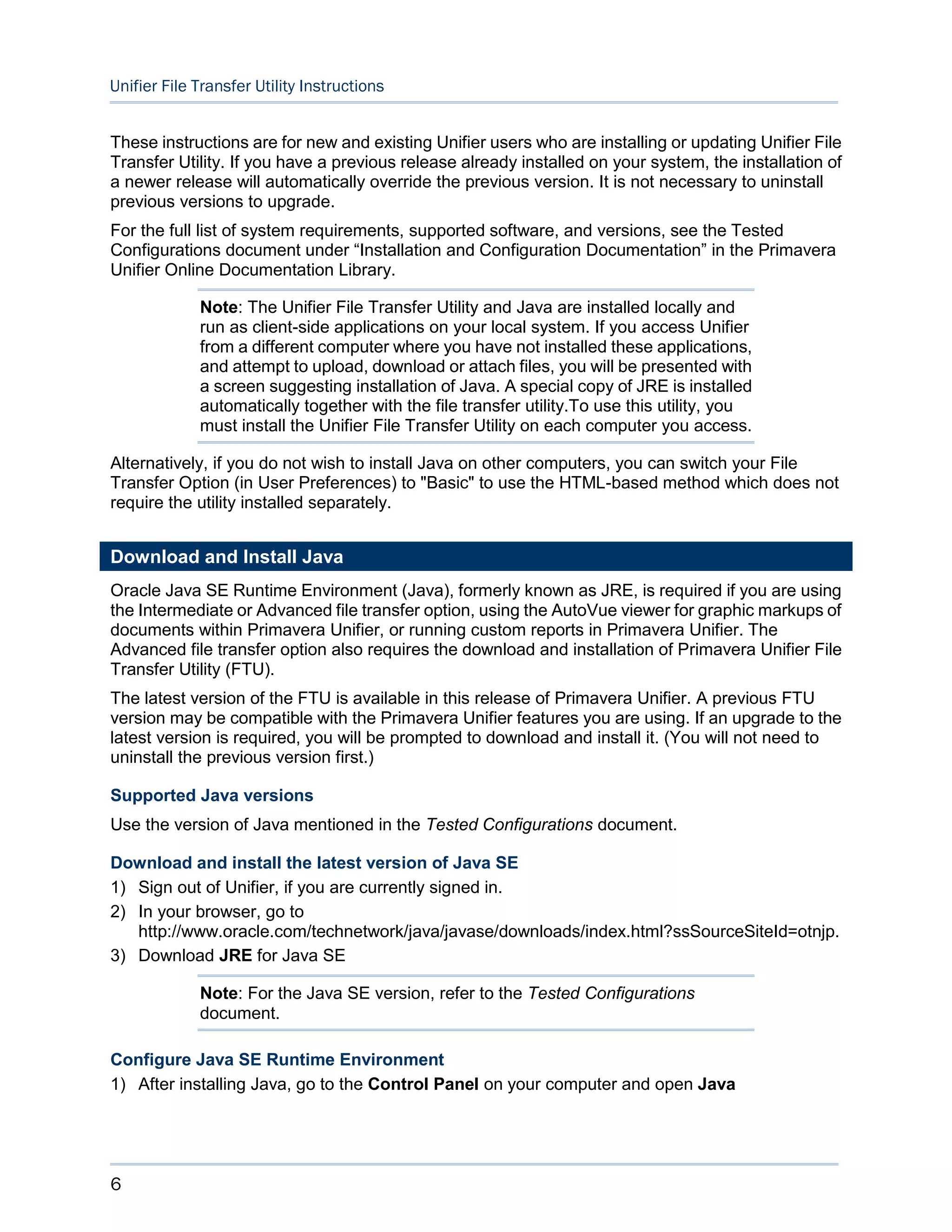 Primavera unifier file transfer_application_instructions | PDF