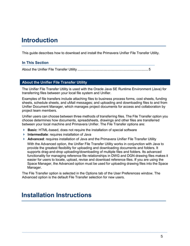 Primavera unifier file transfer_application_instructions | PDF | Programming Languages | Computing