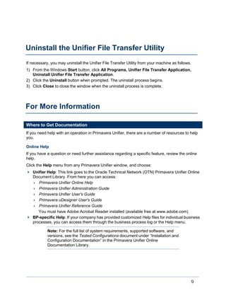 Primavera unifier file transfer_application_instructions | PDF