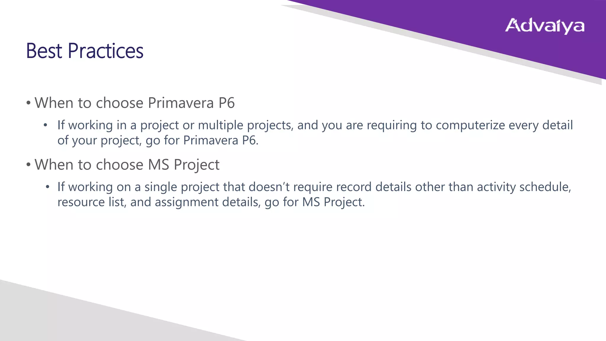 Primavera vs Microsoft Project Professional | PPTX