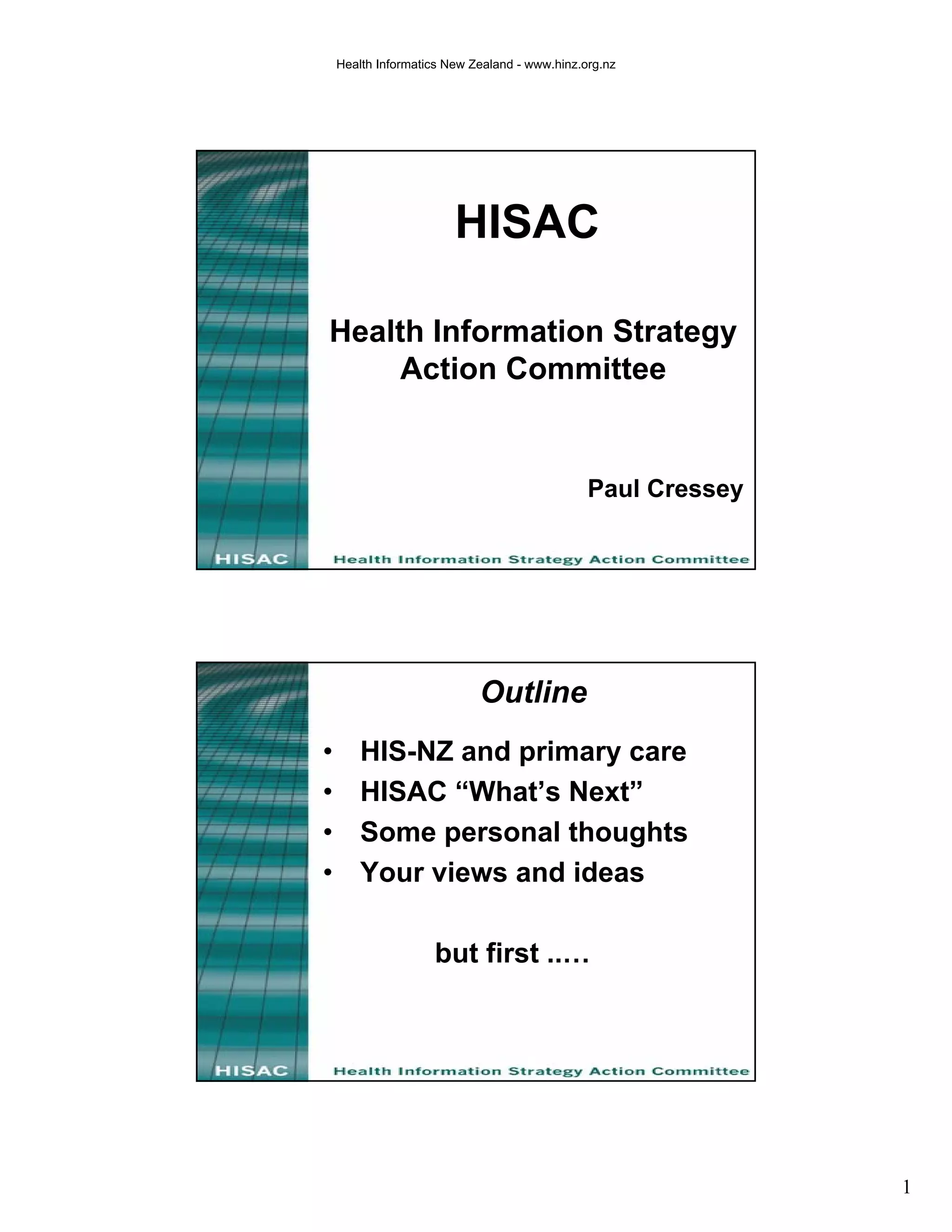 HISAC- Health Information Strategy Action Committee | PDF