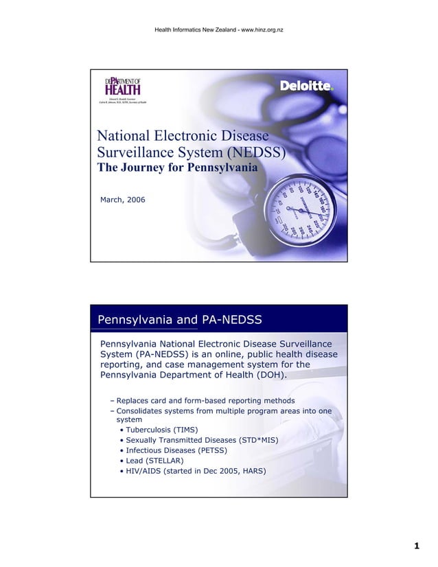National Electronic Disease Surveillance System (NEDSS) - The Journey ...