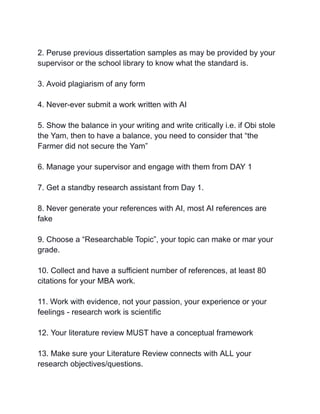 20 Tips for a Distinction in MSC, MBA & PHD Thesis/Dissertations | PDF