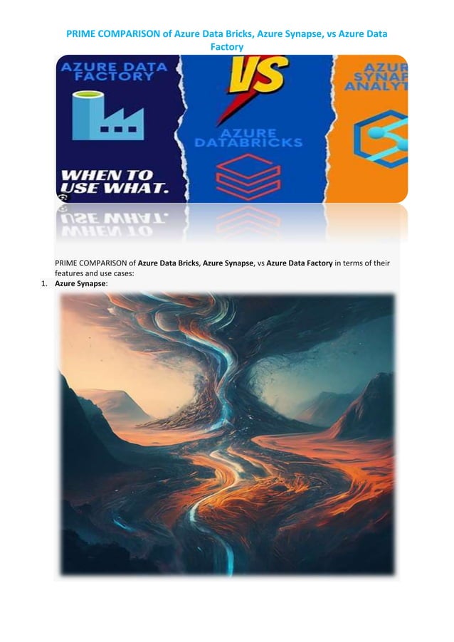 PRIME COMPARISON of Azure Data Bricks, Azure Synapse, vs Azure Data ...