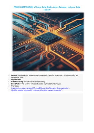 PRIME COMPARISON of Azure Data Bricks, Azure Synapse, vs Azure Data ...