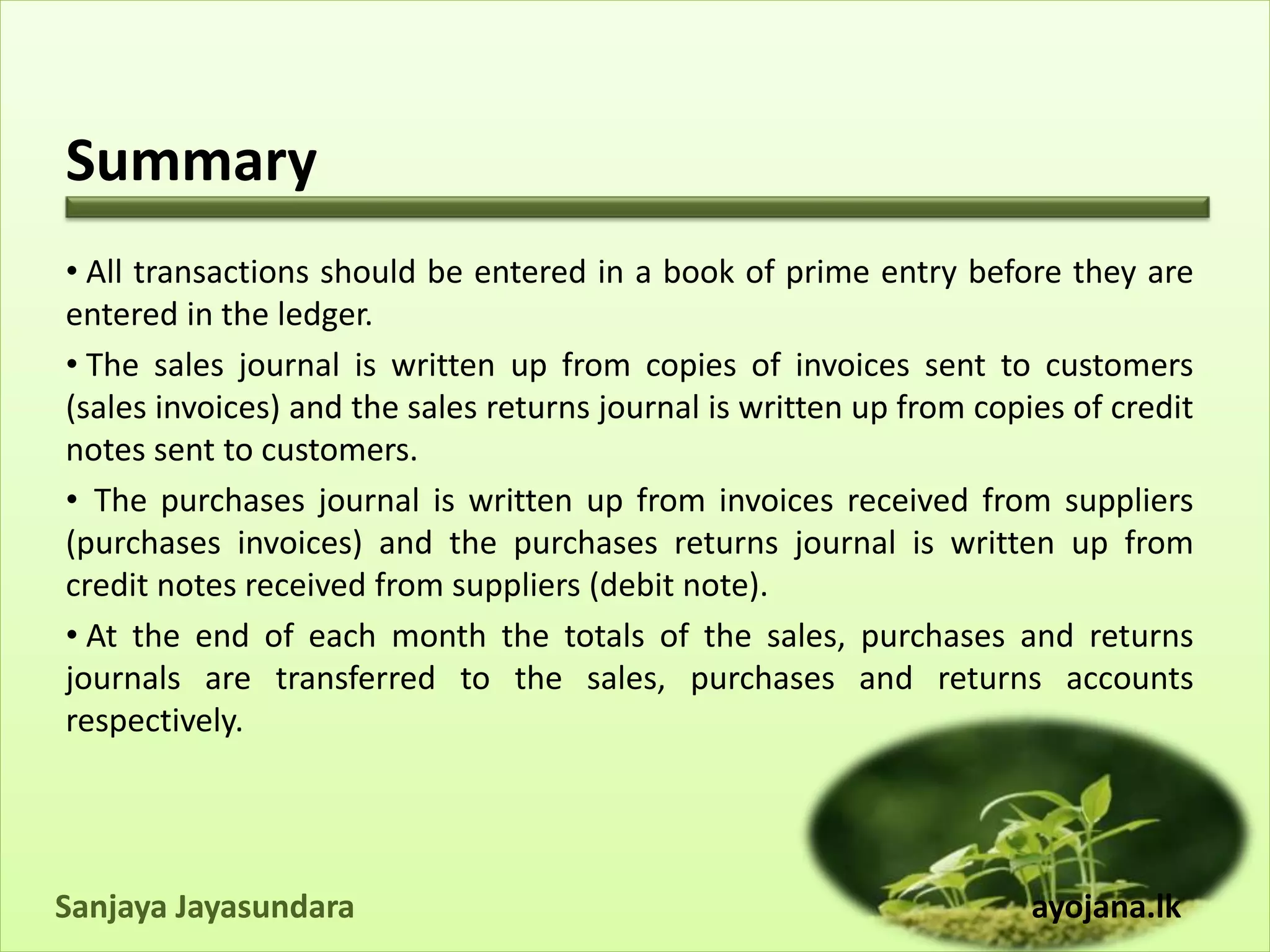 Prime entry books or books of original entry | PPTX