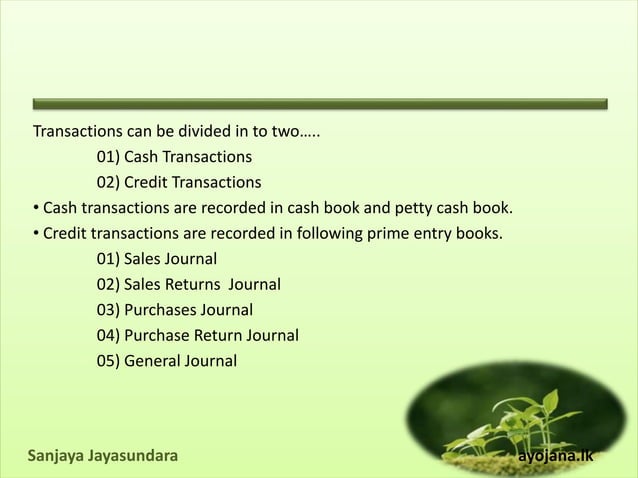 Prime entry books or books of original entry | PPTX