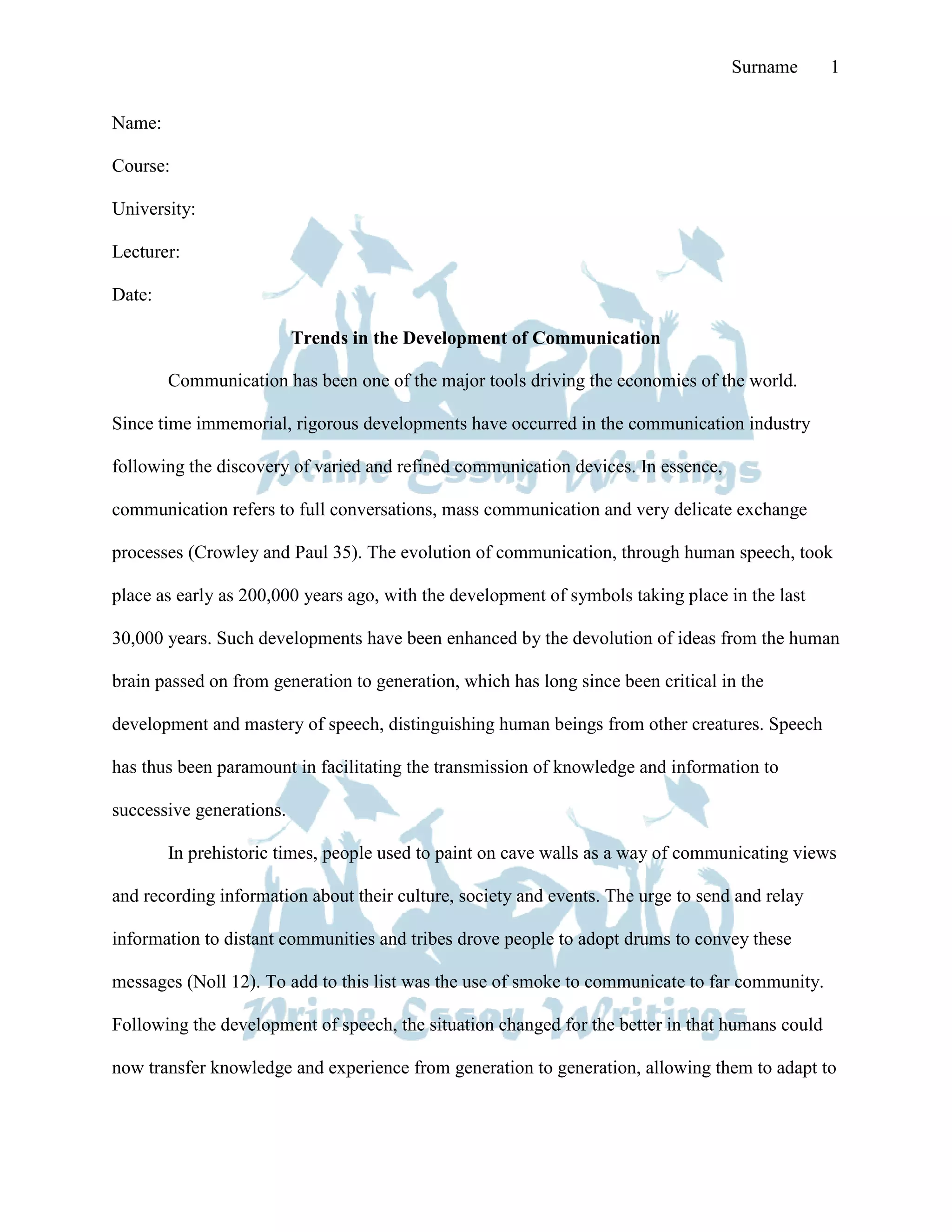 Prime essay writings sample trends in the development of communication ...