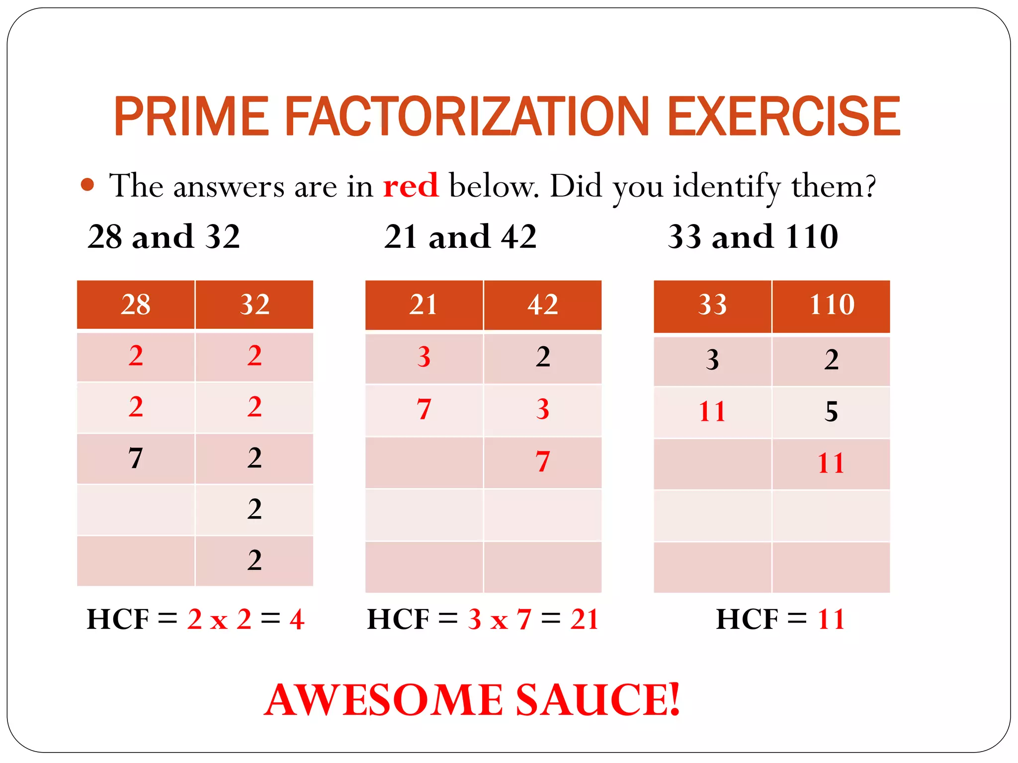 Mathematics for Grade 6: Prime Factorization - HCF | PDF