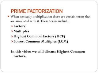 Mathematics for Grade 6: Prime Factorization - HCF | PDF