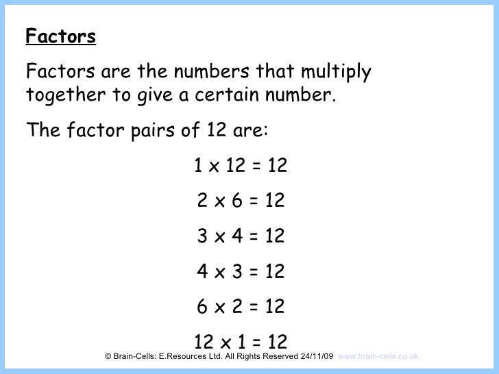 Prime Factors Prime Factors