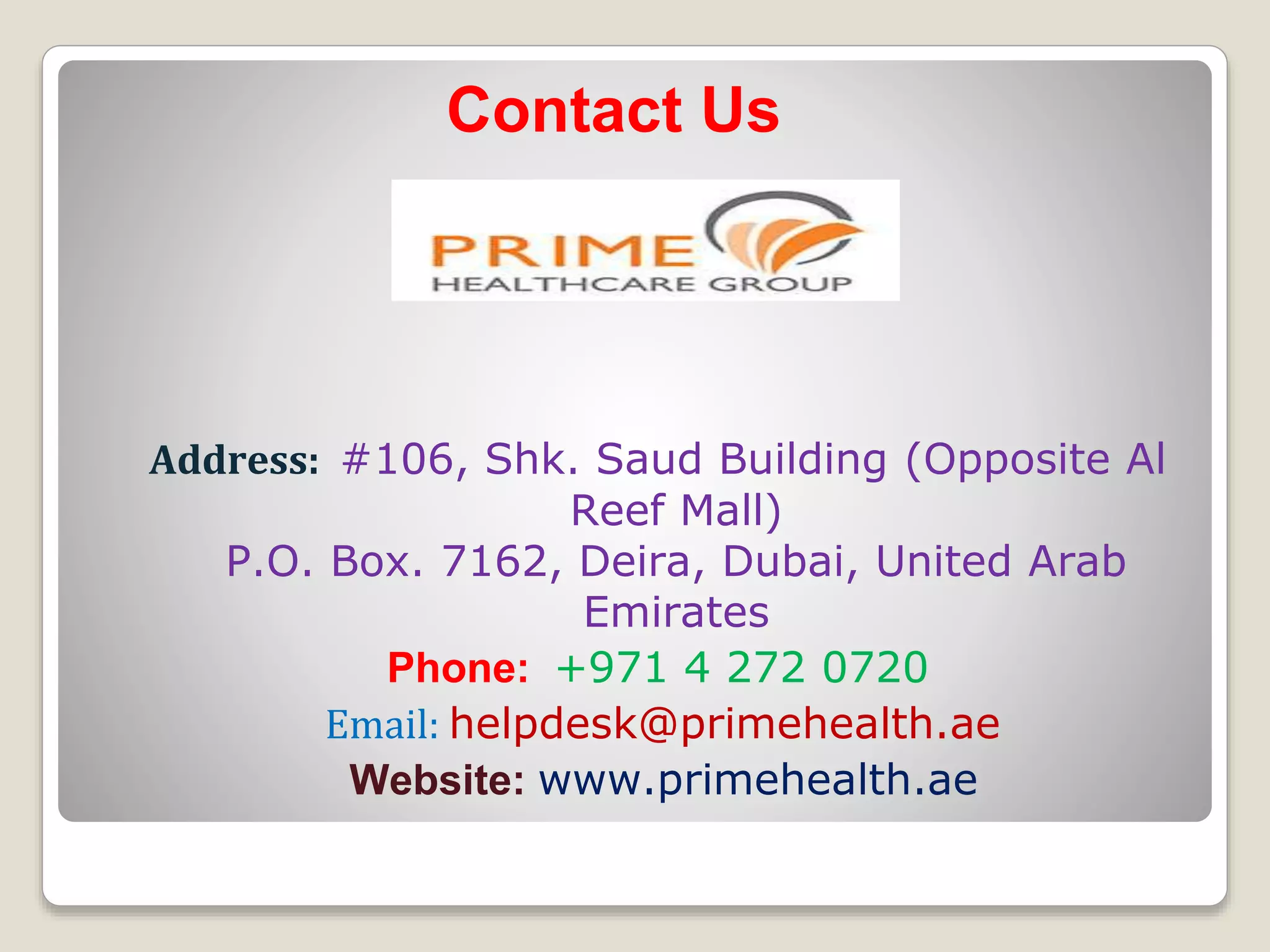 Prime Healthcare Group - Private hospital in Dubai | PPTX